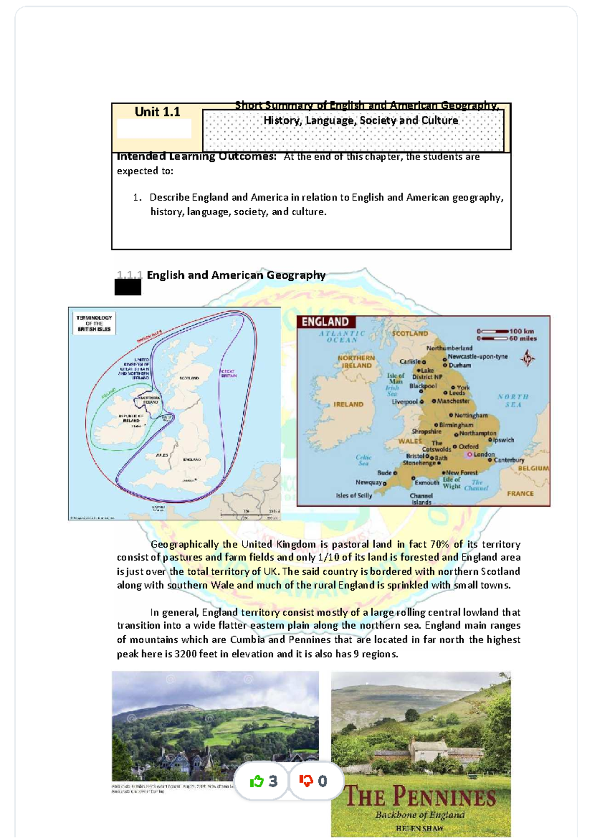 Summary of English & American Lit (USMKCC-COL-F) - Geography & History ...