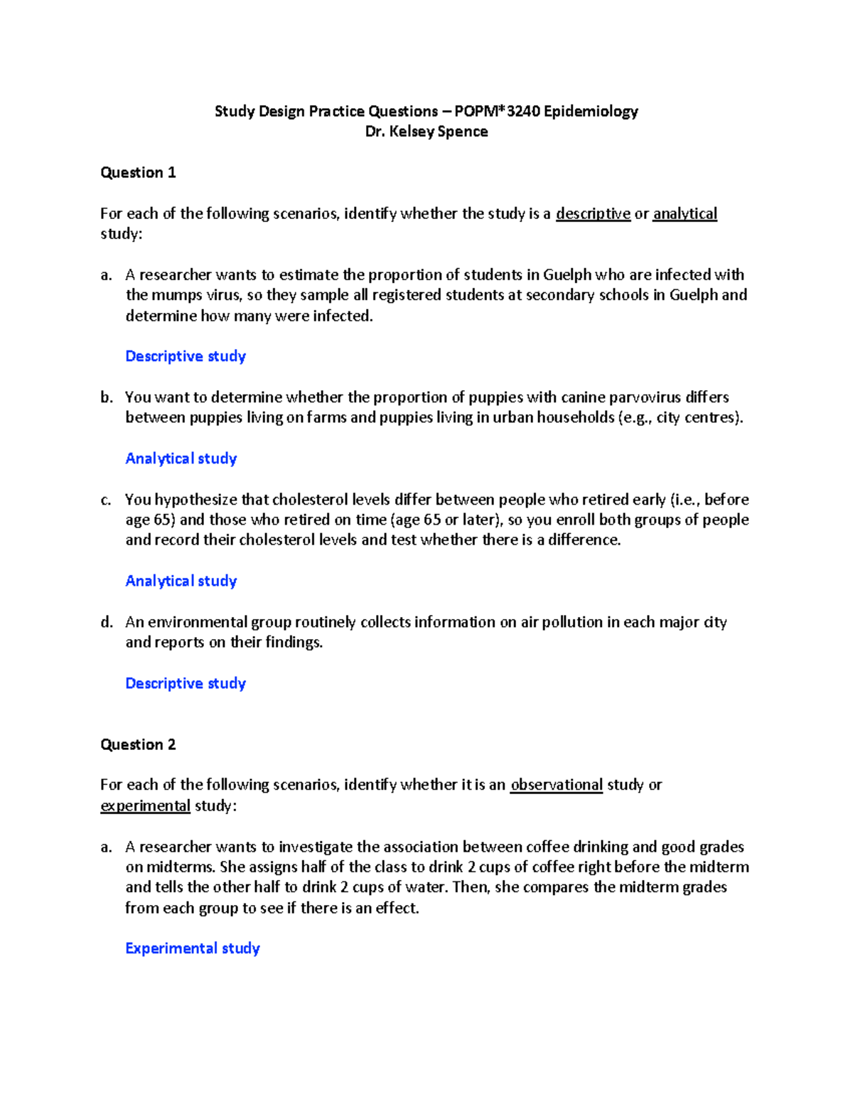 POPM*3240 Study Design Practice Questions & Answers Guide - Studocu