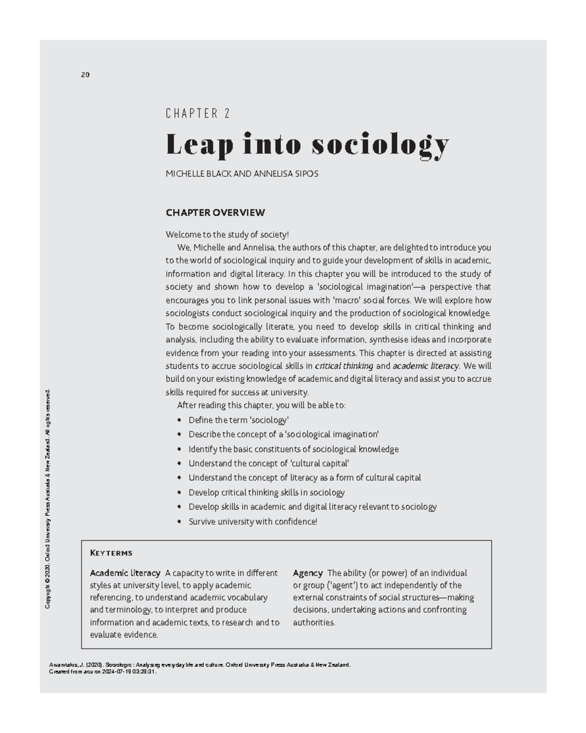 SOCI304: Chapter 2 - Leap into Sociology: Understanding Society and ...