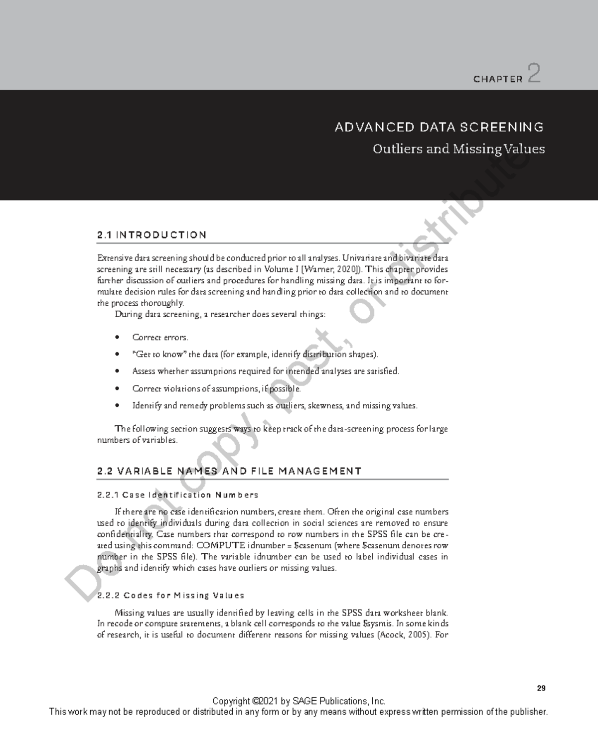 CHAPTER 2: ADVANCED DATA SCREENING - Outliers & Missing Values ...