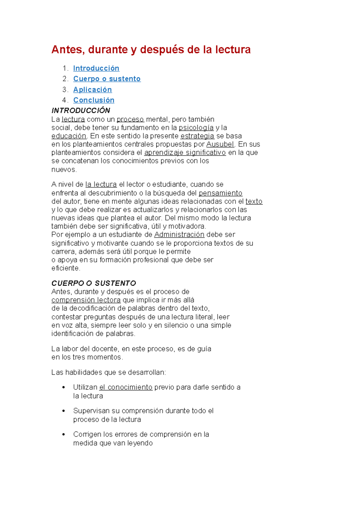 Estrategias de Comprensión Lectora: Antes, Durante y Después - Studocu