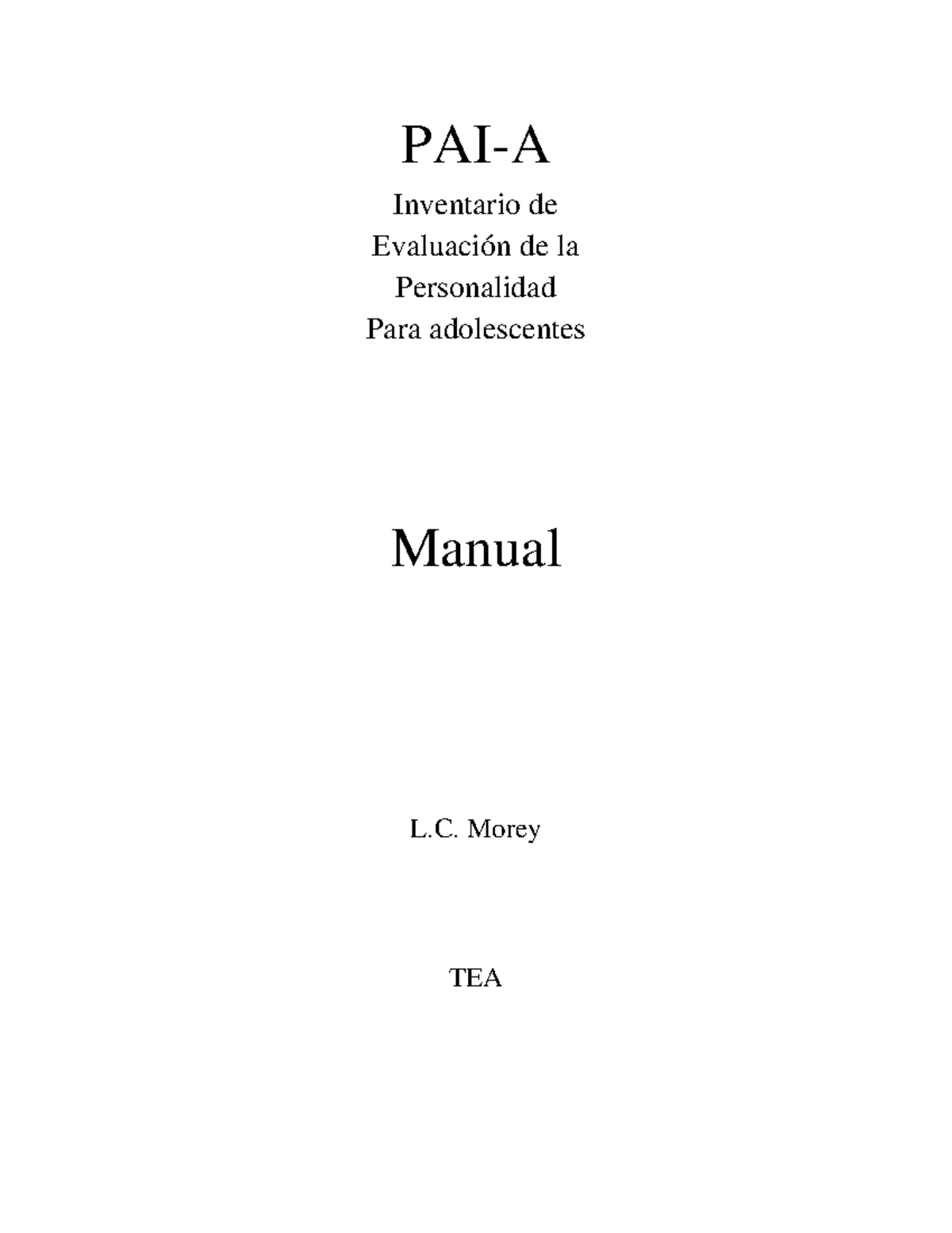 PAI-A: Manual Completo para la Evaluación de la Personalidad en ...