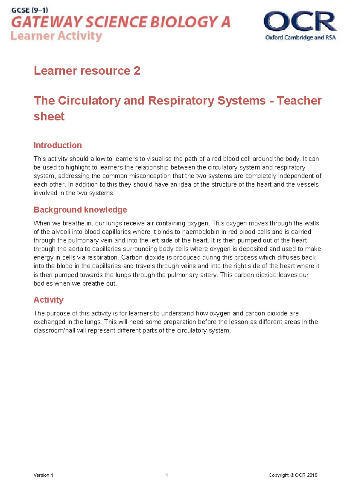 Circulatory & Respiratory Systems Activity Guide (322626) - Studocu