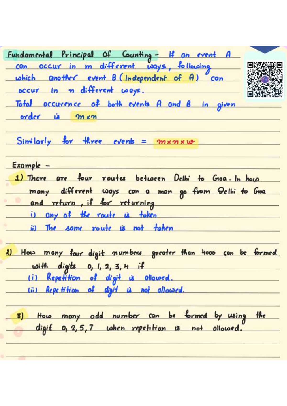 1-Fundamental Principle of Counting: Events A, B, and C - Studocu
