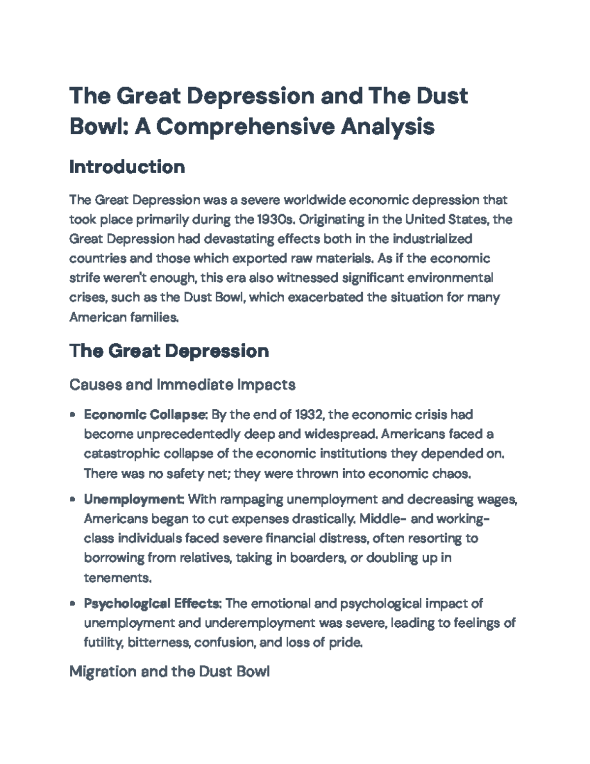 The Great Depression and Dust Bowl: Impacts and Insights - The Great ...