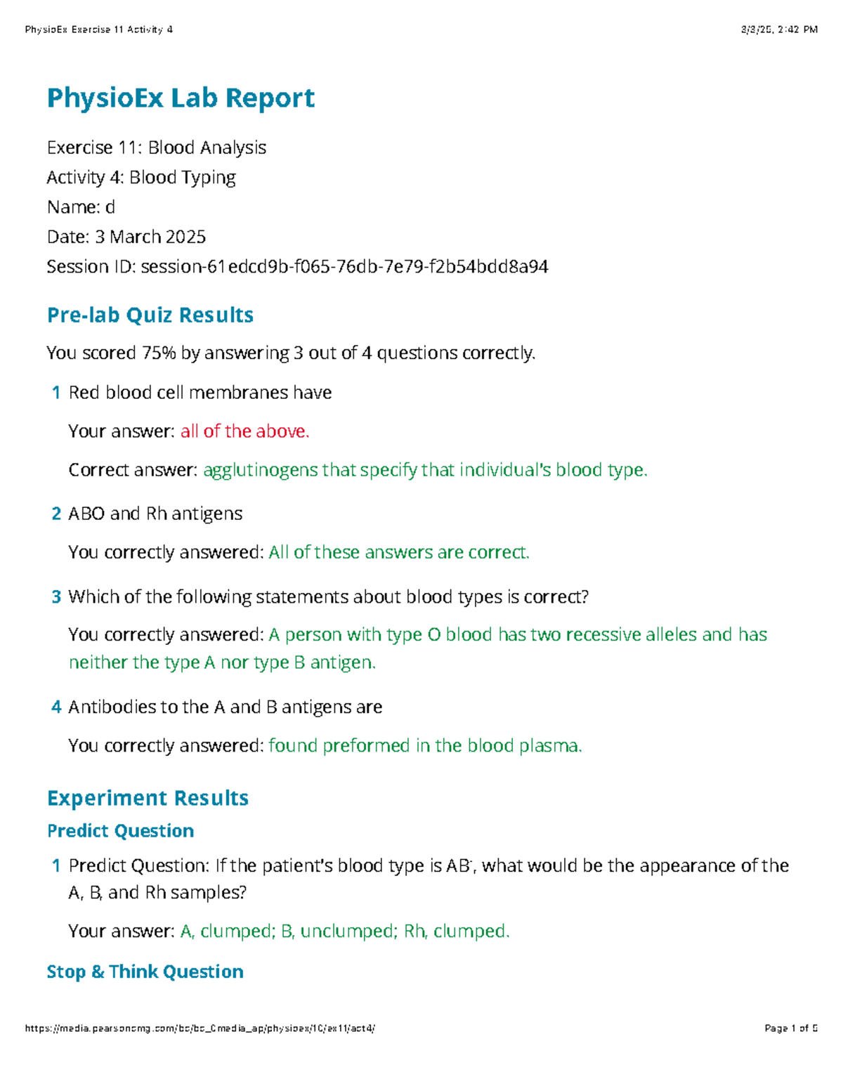 Physio Ex Exercise 11 Activity 4 - PhysioEx Lab Report Exercise 11 ...