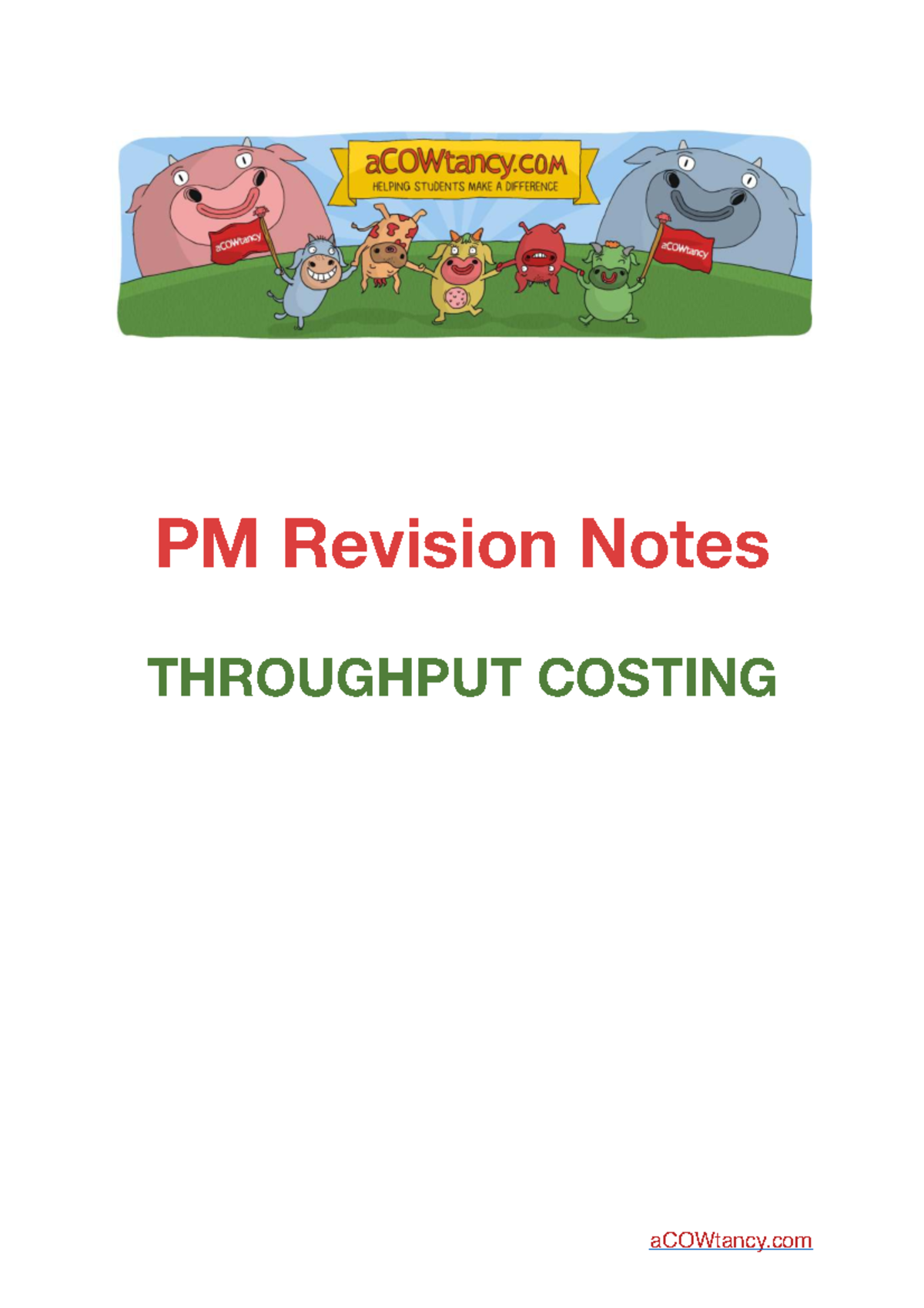 PM RN A4. Throughput Costing Revision Notes - Studocu