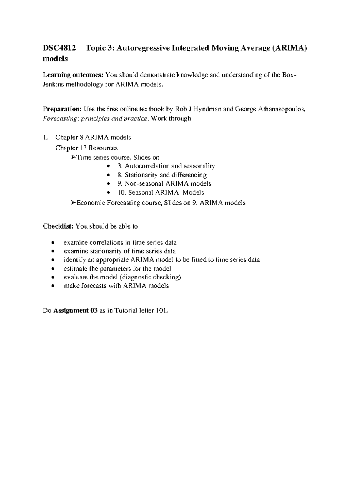 DSC4812 Topic 3: Understanding ARIMA Models and Box-Jenkins Methodology ...
