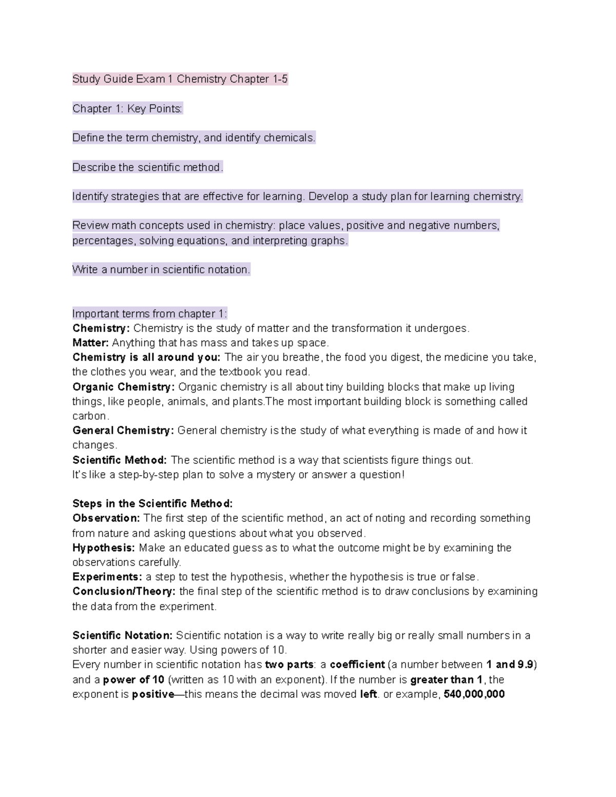 Study Guide for Chemistry Exam 1: Key Concepts from Chapters 1-5 - Studocu