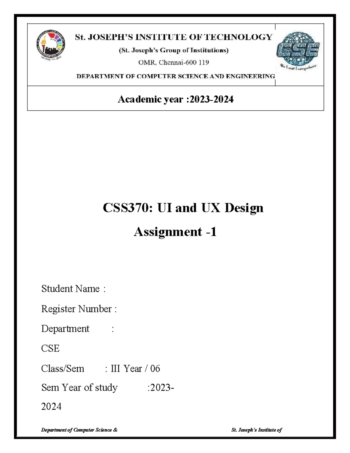 UI and UX Design Assignment CSS370: Course Outcomes and Tasks - Studocu