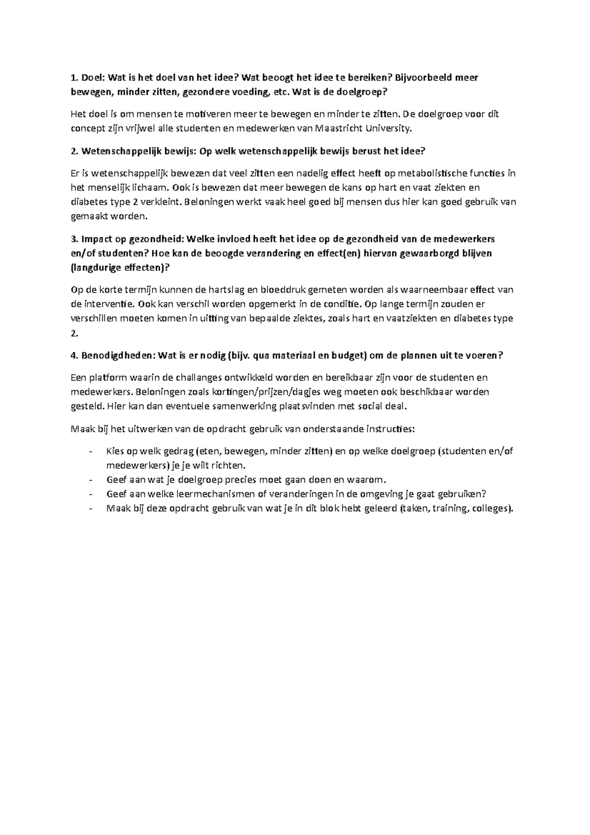 Healthy university - uitwerking van taak 14 idee over gezonde ...
