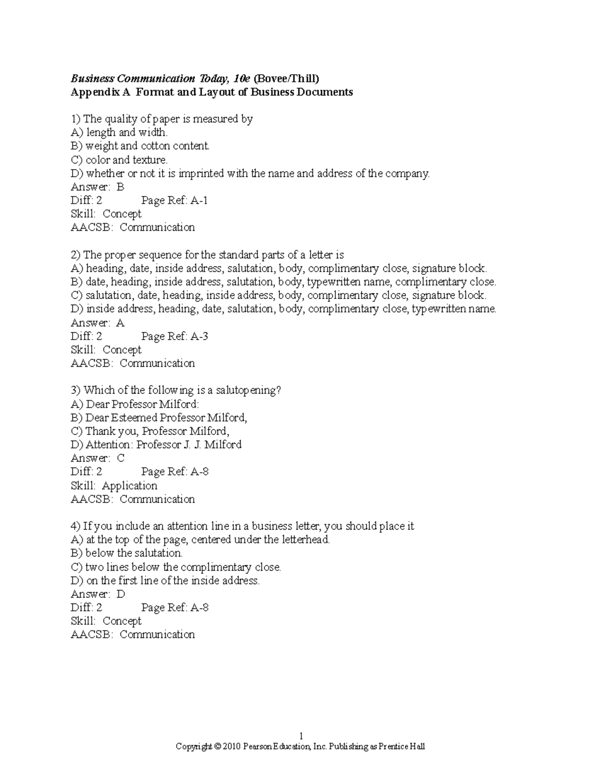 Sample/practice exam 2019, questions and answers - Business ...