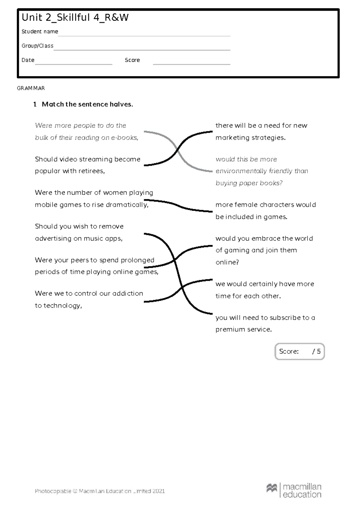 Unit 2 Key R&W2 - Grammar & Reading Strategies for Success - Studocu