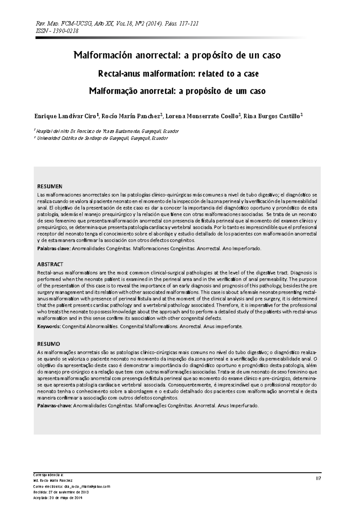 Malformación Anorrectal, información caso clínico - Medicina ...