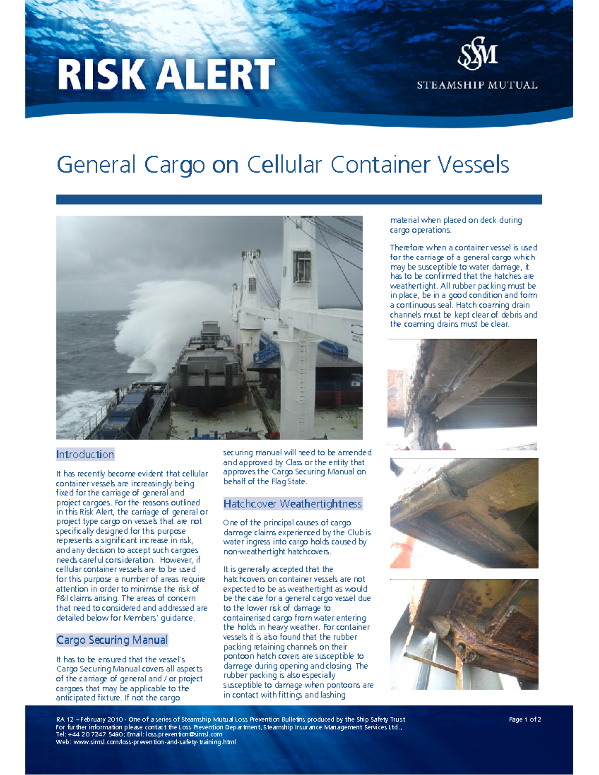General Cargo Risks on Cellular Container Vessels: A Guide - Studocu