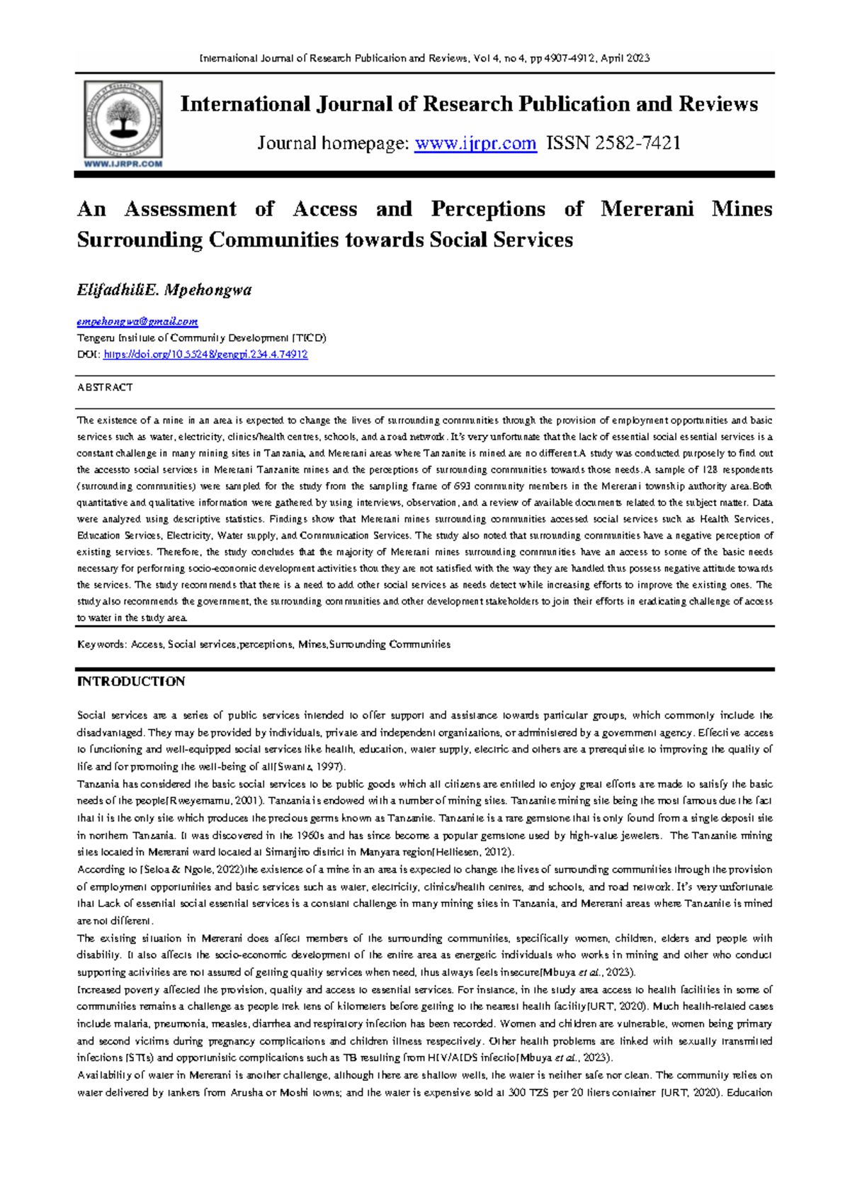Ijrpr 12153 - ho, - International Journal of Research Publication and ...