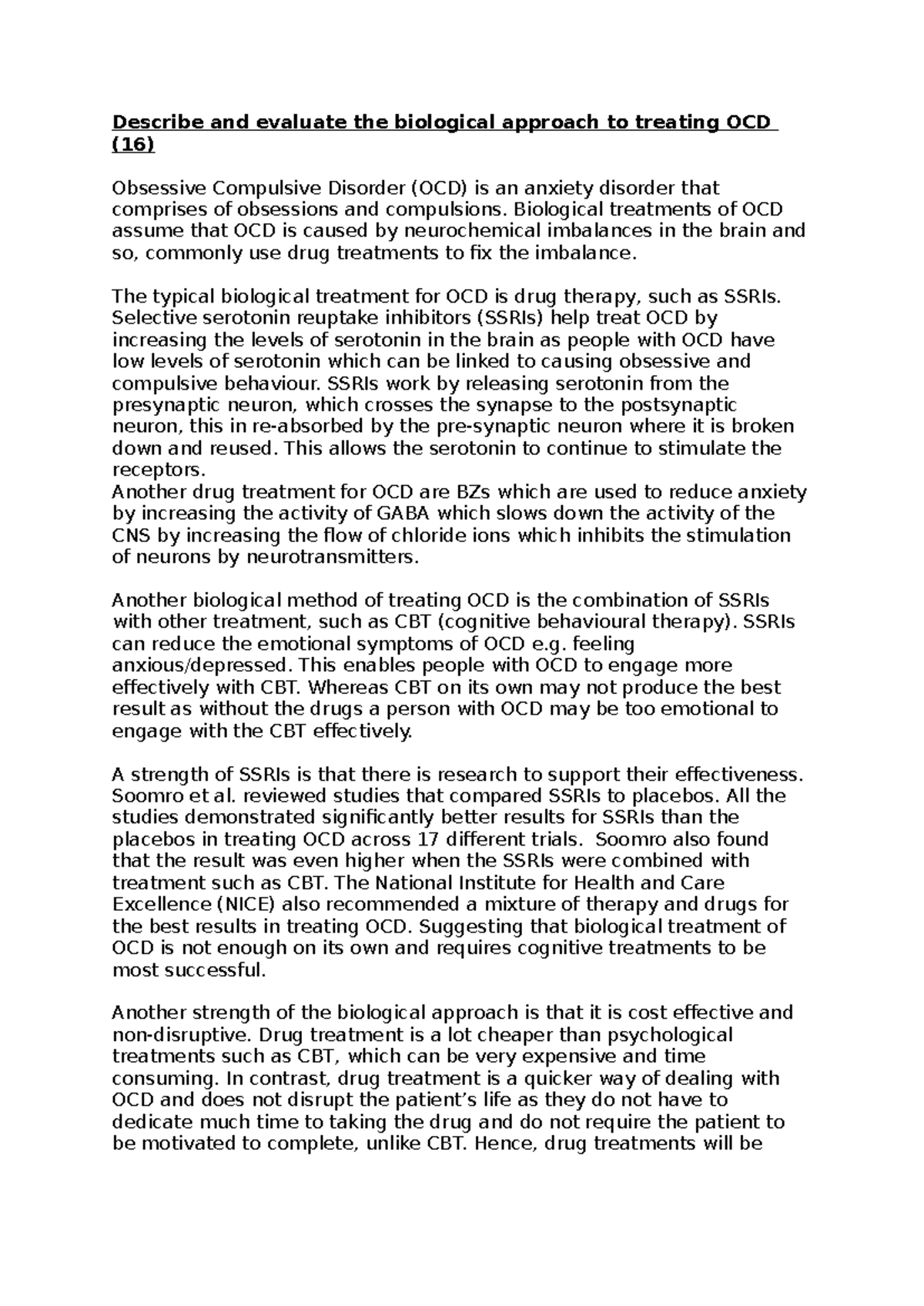 Biological Treatments for OCD: Evaluation of Drug Therapy Approaches ...