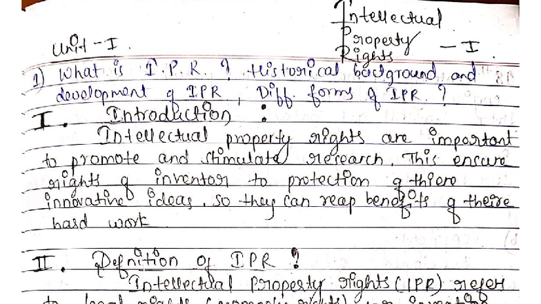 IPR-1: Comprehensive Overview of Intellectual Property Rights - Studocu