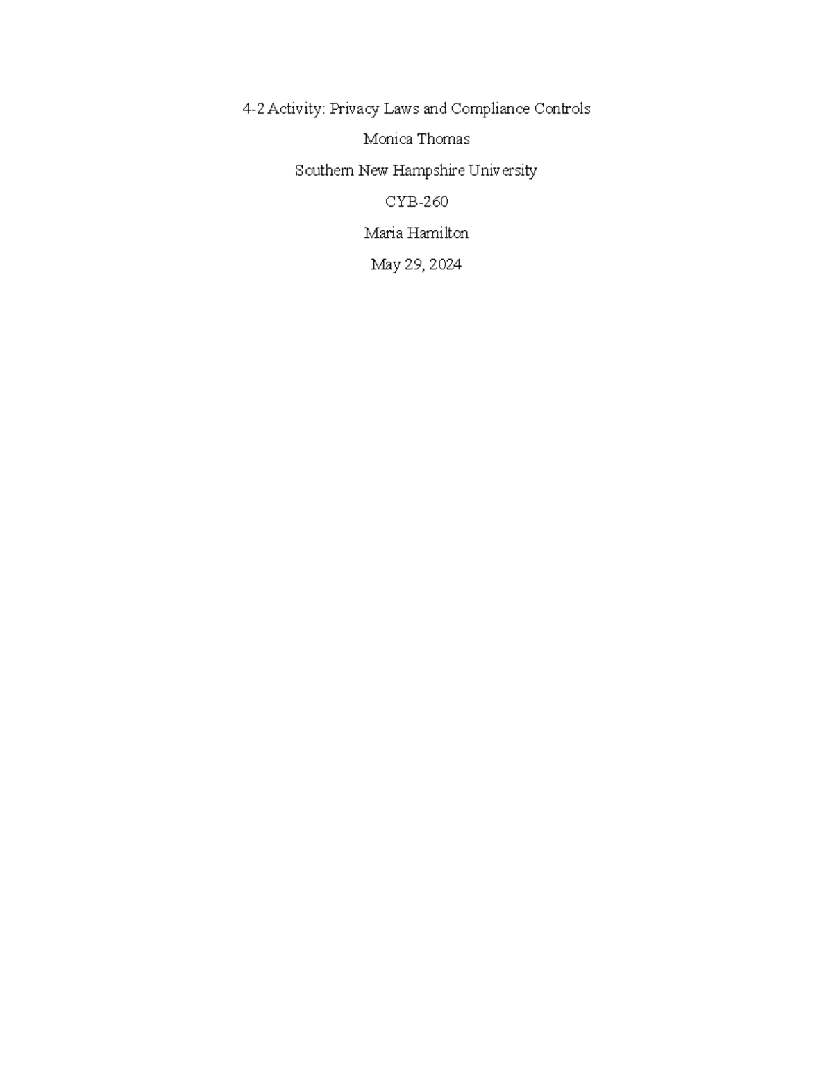 CYB 260 4-2 Activity: Analysis of OPM Breach and Privacy Laws - Studocu