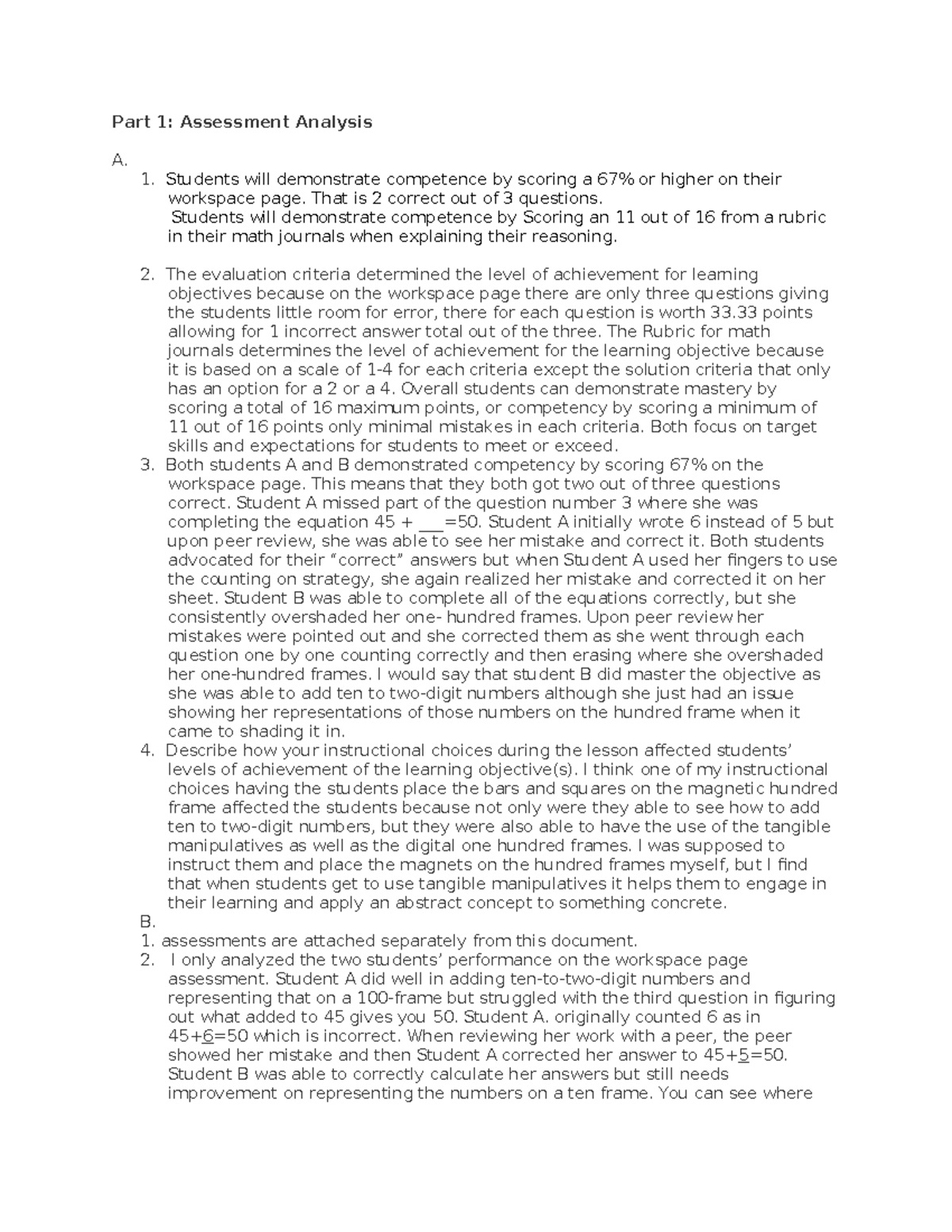 PCE 450 Task 3 - Reflection on Assessment and Preclinical Experience - Studocu