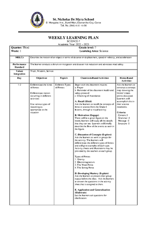 Q1 LE Science 4 Lesson 3-Week-3 - IMPLEMENTATION OF THE MATATAG K TO 10 ...