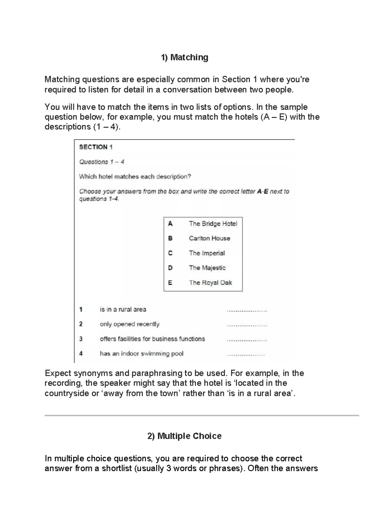 IELTS Listening Question Types: Matching, MCQ, Form & Note Completion ...