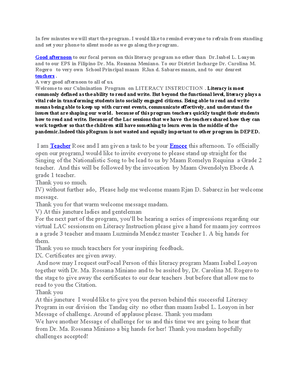 Hosting Sample Script - Emcee Script for Virtual Orientation 2020 Jofer: As we are about to ...