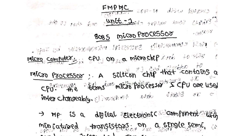 FMPMC Unit 1: Key Concepts of 8085 Microprocessor Architecture - Studocu