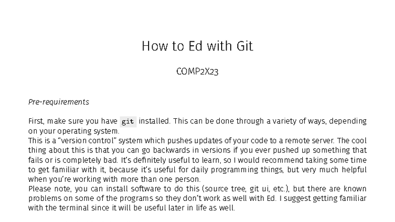 Using Ed with Git - COMP2X23 Guide - Studocu