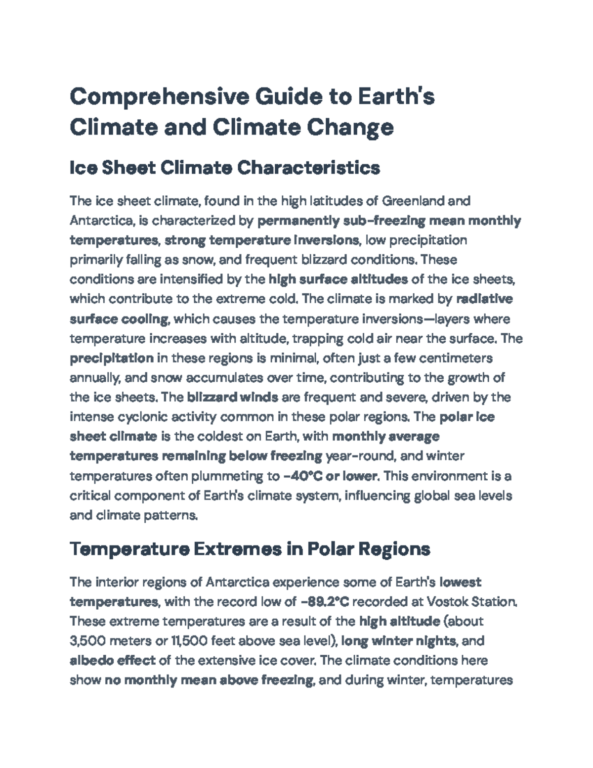 Comprehensive Guide to Climate Change: Ice Sheet Characteristics and ...