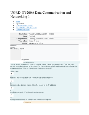 Datacomm 2 midterm exam - Home/My courses/ UGRD-IT6223-2133T / Midterm Examination/ Midterm Exam ...