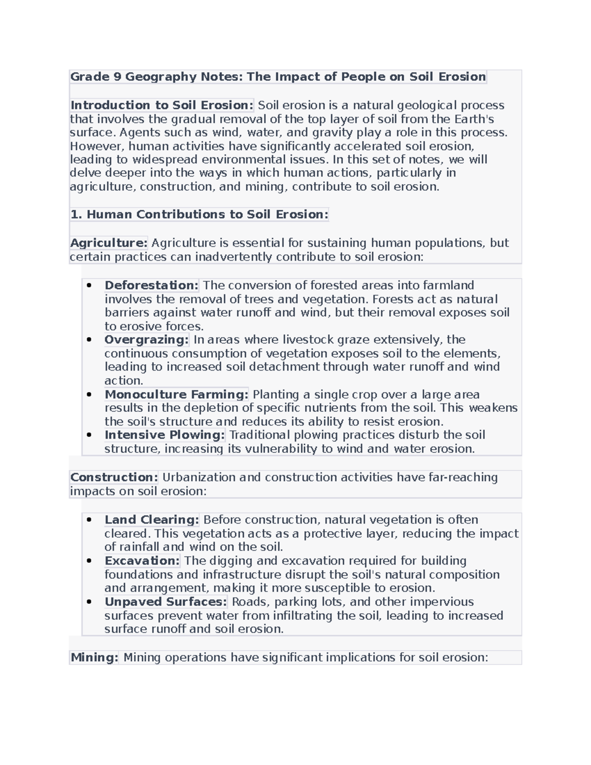 Grade 9 Geography Term 3 Week 5 - Soil Erosion Lesson Notes - Studocu