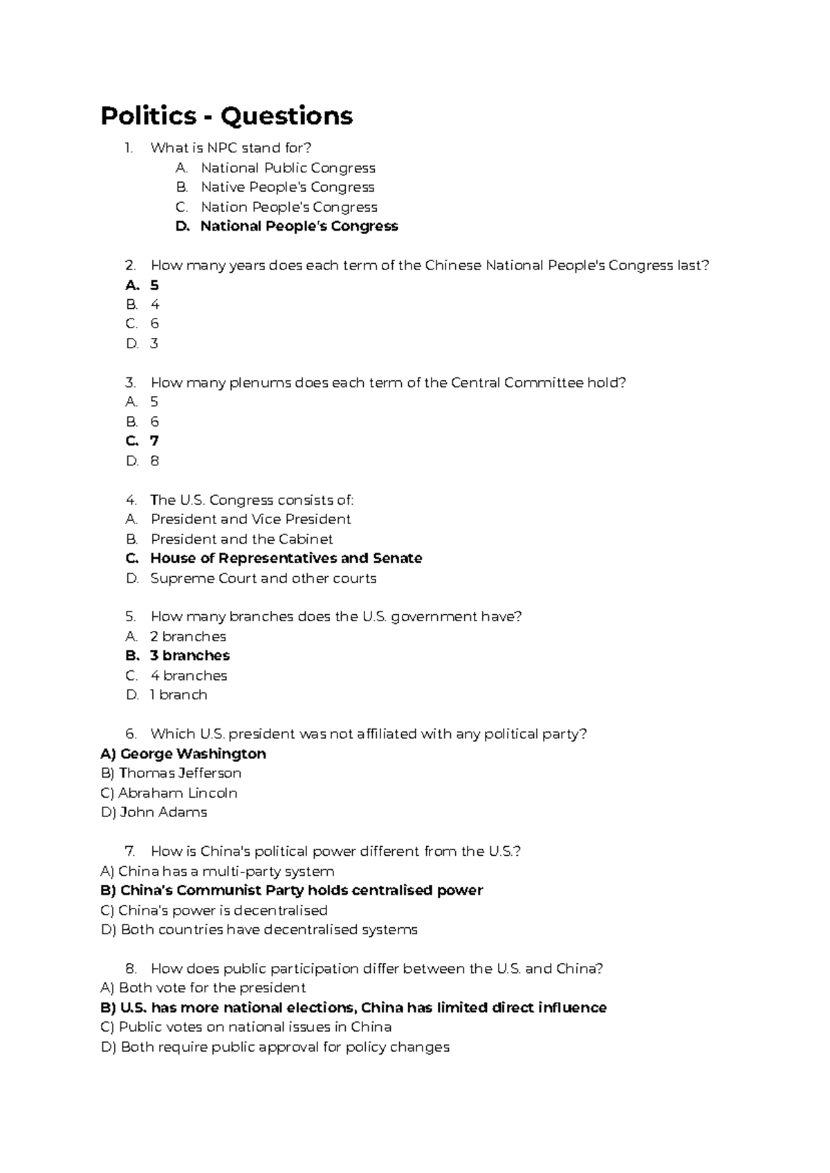 Lsvmtg Question Group 3 - Politics - Questions What is NPC stand for? A ...