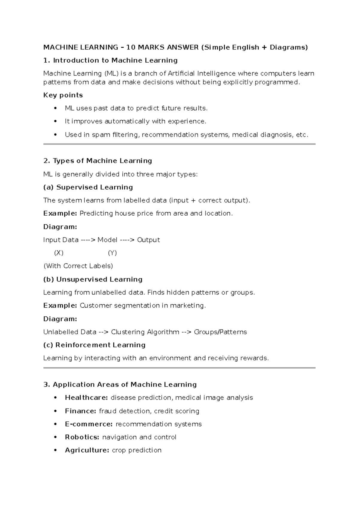 MACHINE LEARNING UNIT 4 - 10 MARKS ANSWER WITH DIAGRAMS - Studocu