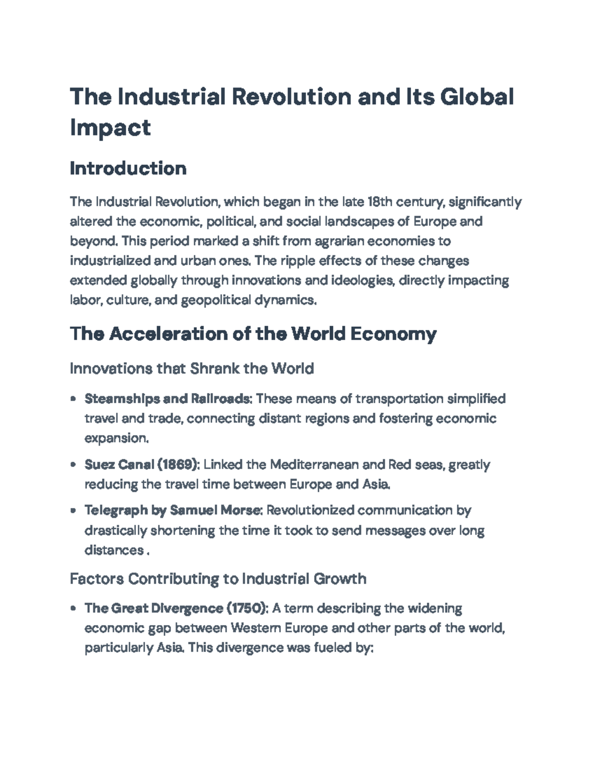 The Industrial Revolution: Global Changes and Political Ideologies ...