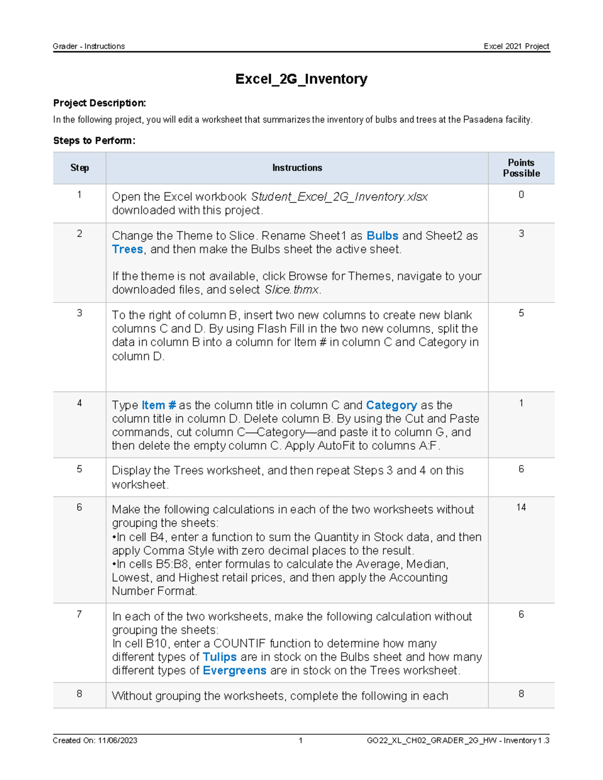 Excel 2G Inventory Management Instructions for Bulbs & Trees - Studocu