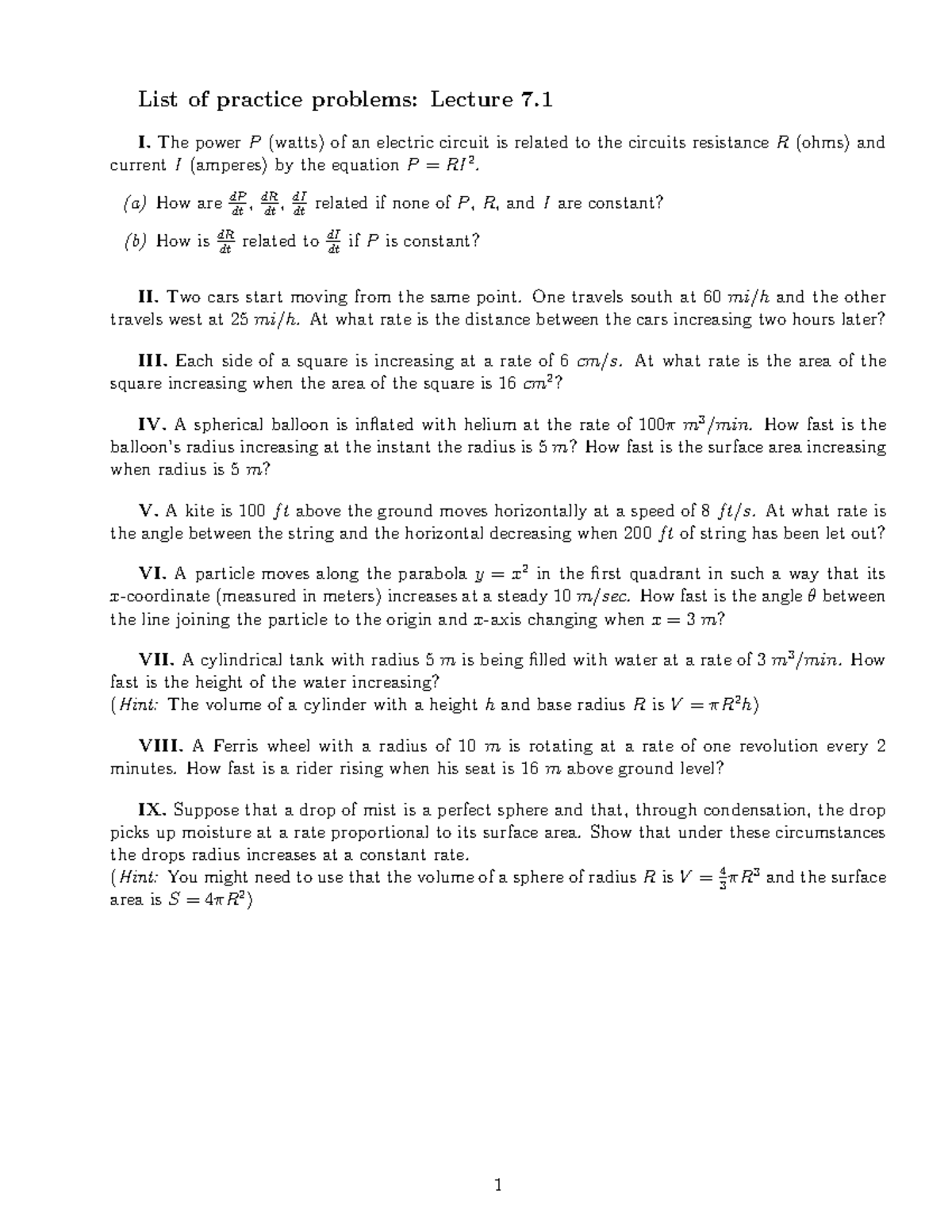 Practice Problems: Lecture 7 - Electric Circuits & Motion - Studocu