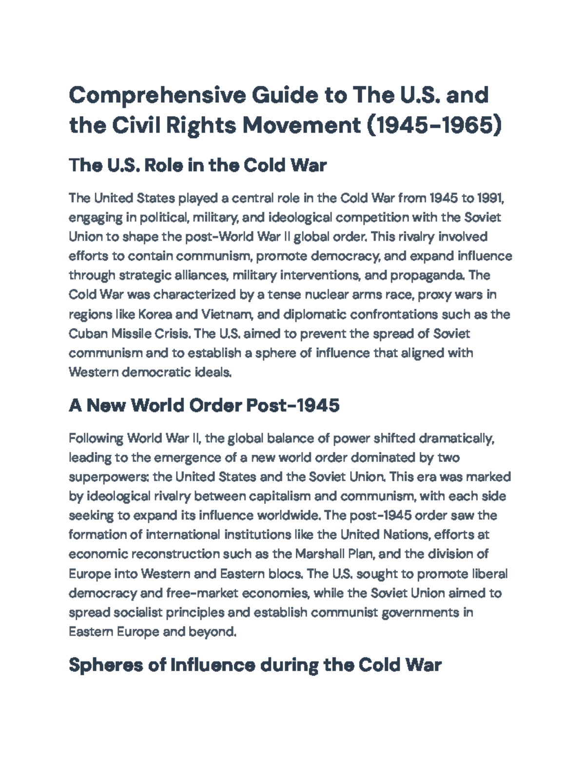 Comprehensive Overview of the U.S. Role in the Cold War & Civil Rights ...
