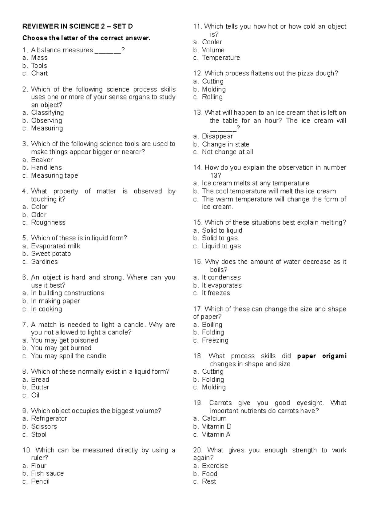 Science 2 D & E - Comprehensive Reviewer for Correct Answers - Studocu