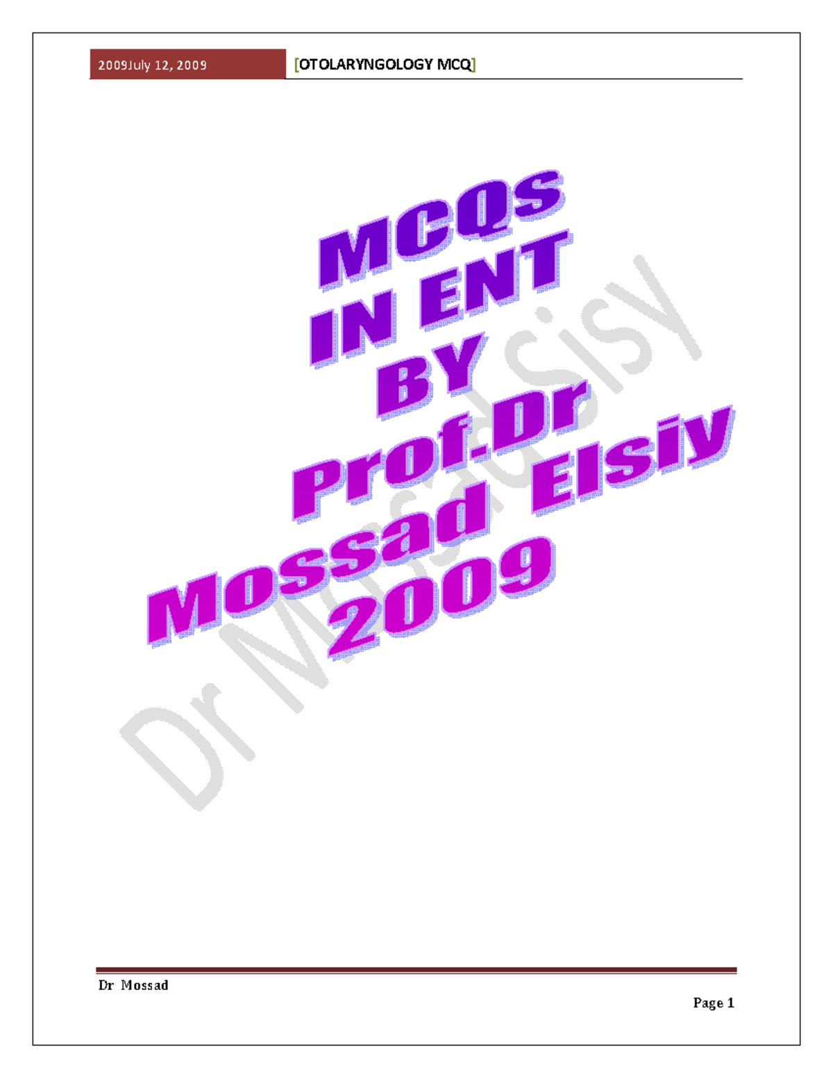 ENT MCQ book answeredd - mcq - Dr Mossad Dr Mossad This book is a part ...