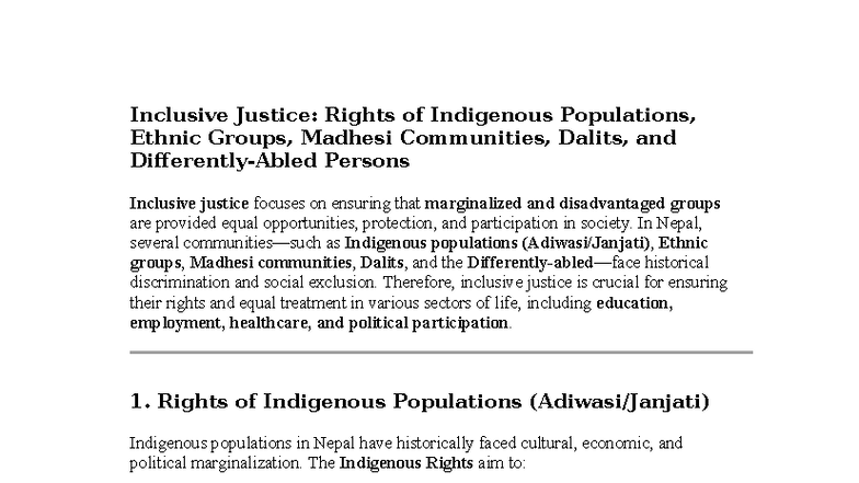 Inclusive Justice: Rights of Marginalized Groups in Nepal (GLM 101 ...