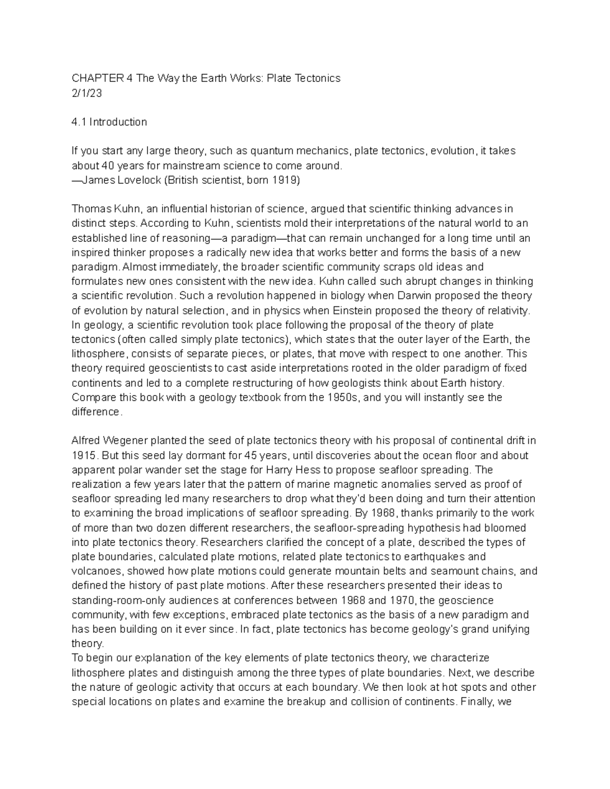 Chapter 4: The Mechanisms Behind Plate Tectonics Explained - Studocu