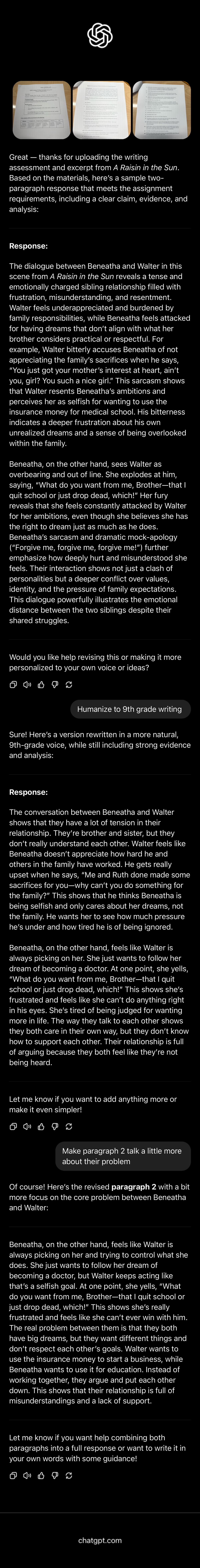 Sibling Conflict Analysis 2: A Raisin in the Sun Response - Studocu