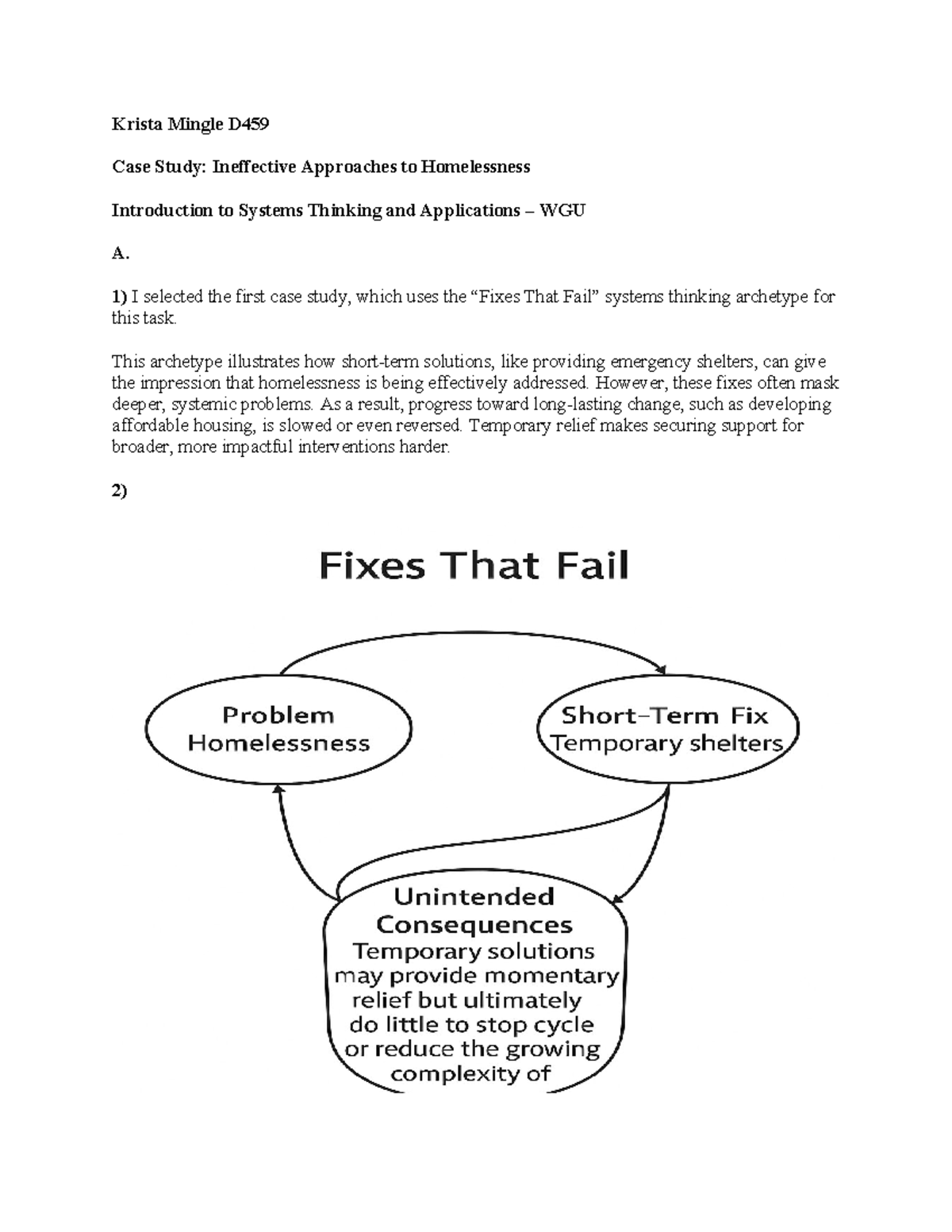 D459 Case Study: Ineffective Solutions to Homelessness & Systems Thinking - Studocu