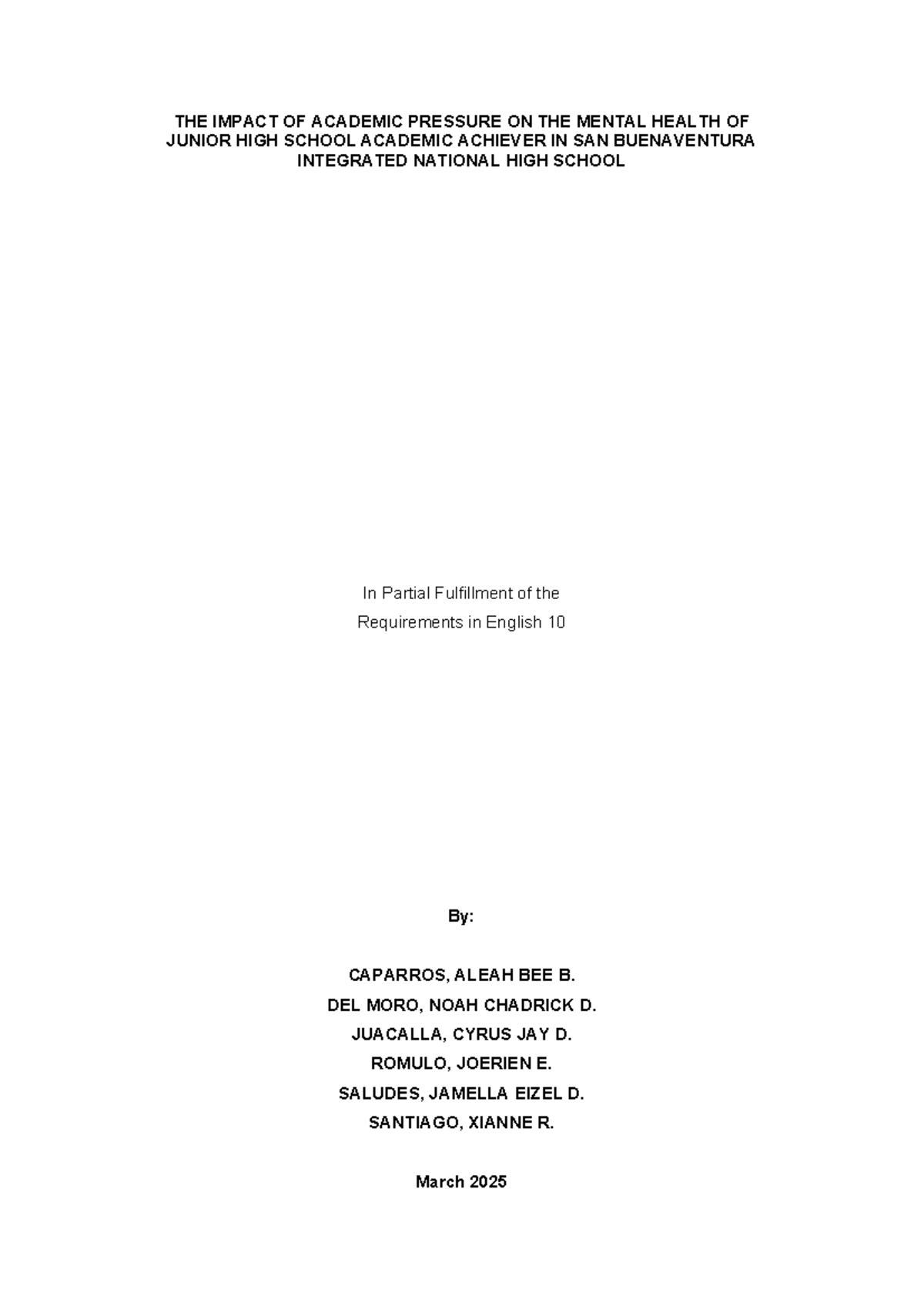 The Impact of Academic Pressure on Mental Health: A Study of Junior ...