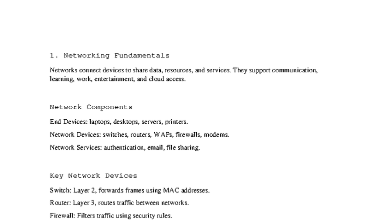 D315 Networking Fundamentals Study Guide: Key Concepts & Devices - Studocu