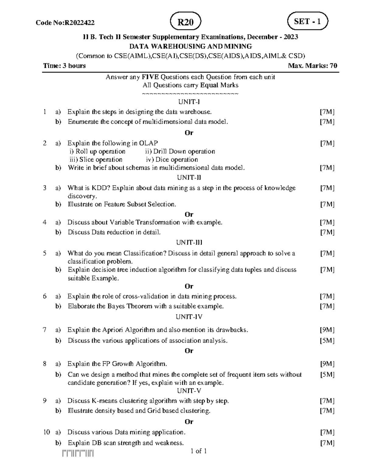 DATA Warehousing AND Mining DEC 2023 - |''|''|||''|'''|||'| II B. Tech ...