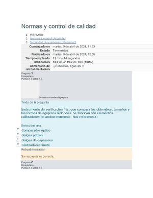 Modalidad de exámenes Semana 5 Normas y control de calidad - Normas y control de calidad ...