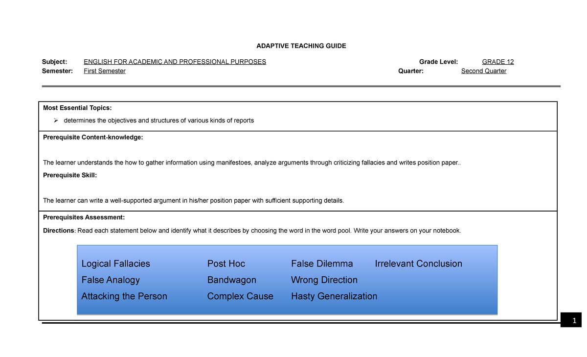 EAPP-ATG 2: Lesson on Report Writing for Grade 12 - 1st Sem 2nd Qtr ...