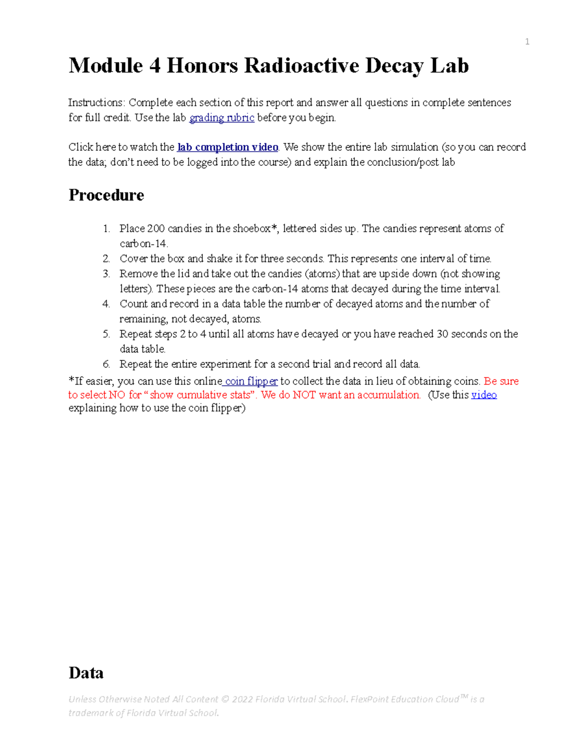 4.06H Honors Radioactive Decay Lab Report and Analysis - Studocu